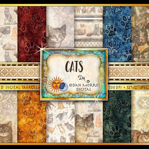 Cute Cats Digital Paper Seamless Pattern Instant Download - Etsy