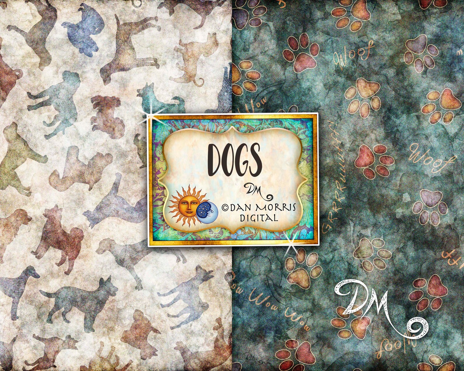 Dogs Digital Paper Set Digital Craft Paper Instant Download - Etsy