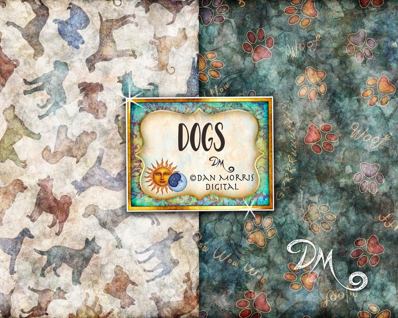 Dogs Digital Paper Set Digital Craft Paper Instant Download - Etsy