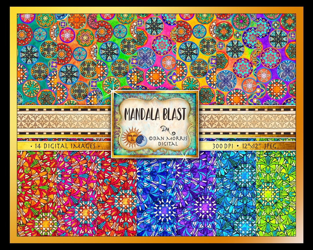Mandala Blast Digital Paper Set Digital Craft Paper Instant - Etsy