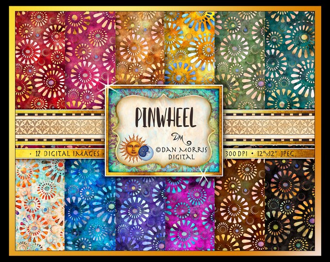 Pinwheel Digital Paper Set, Digital Craft Paper, Instant Download ...
