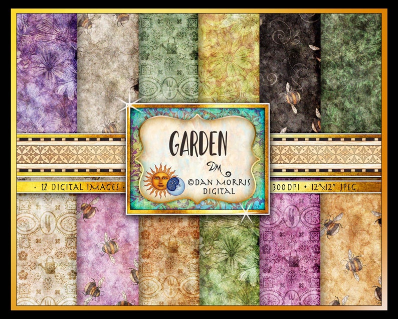 Gardening Digital Paper Set Digital Craft Paper Instant - Etsy