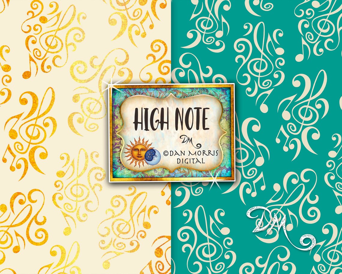 High Note Digital Paper Set Digital Craft Paper Instant - Etsy
