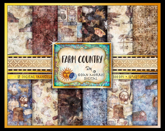 Farm Country Digital Paper Set, Digital Craft Paper, Instant Download ...