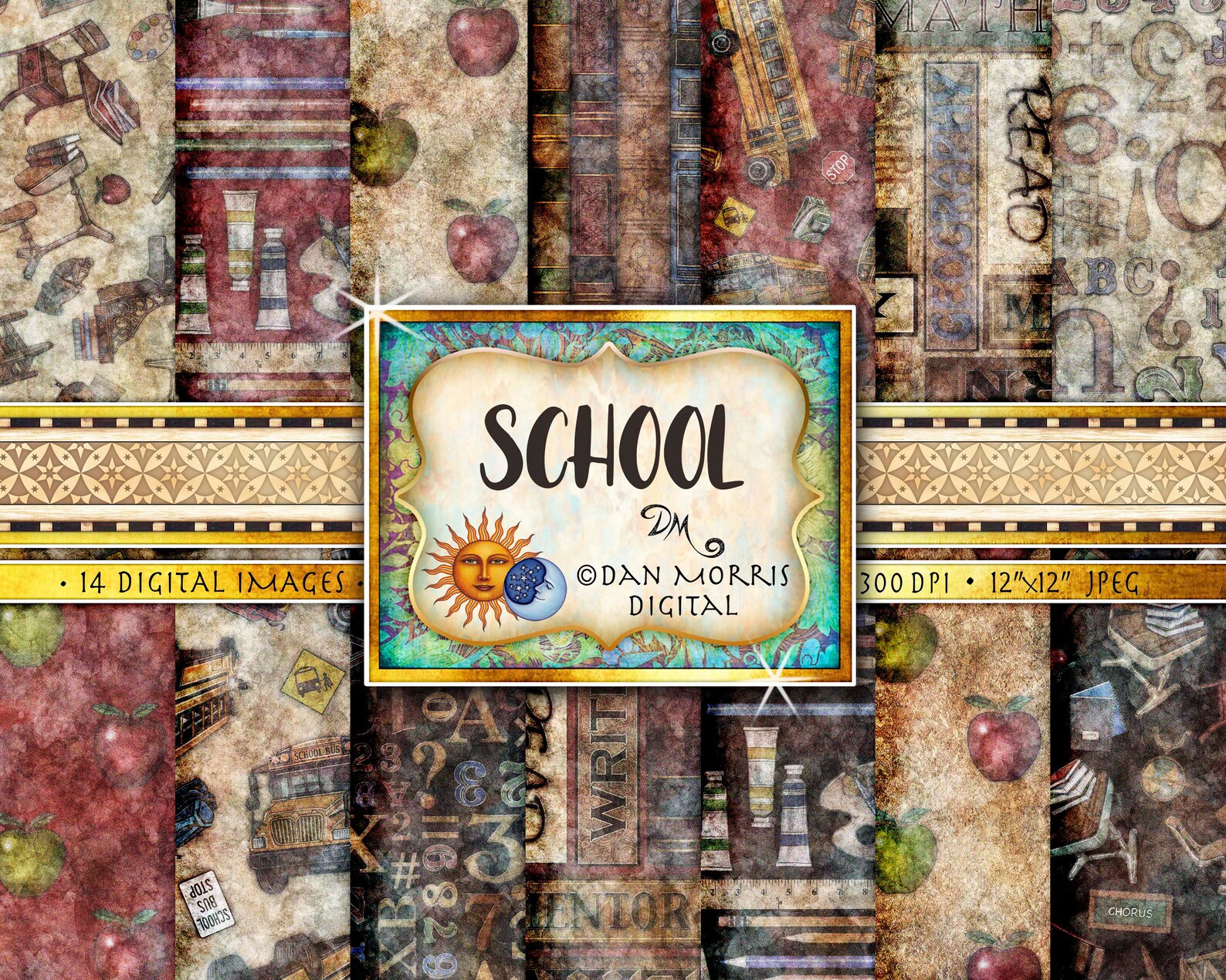 School Digital Paper Setdigital Craft Paper Instant - Etsy