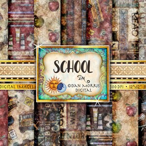 School Digital Paper Setdigital Craft Paper Instant - Etsy