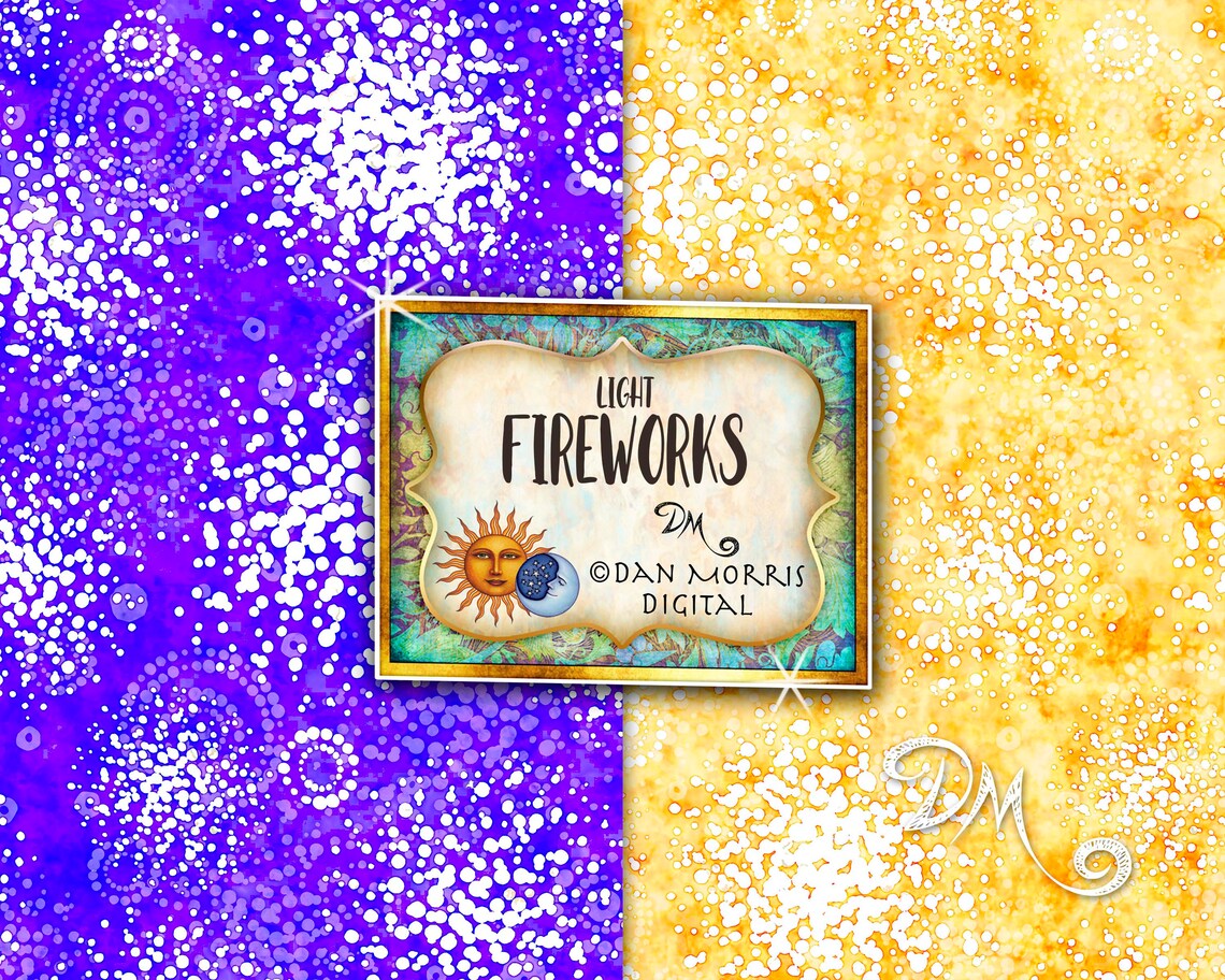 Light Fireworks Digital Paper Set Digital Craft Paper - Etsy