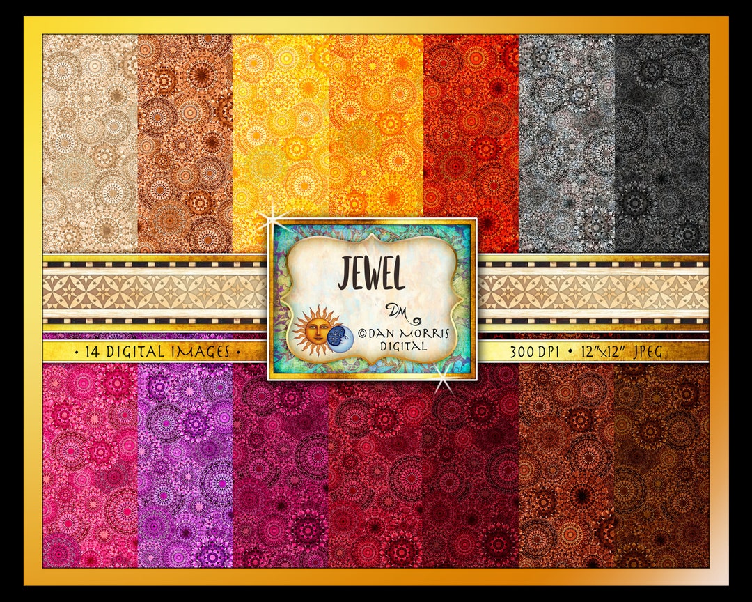 Jewel Digital Paper Set Digital Craft Paper Instant - Etsy