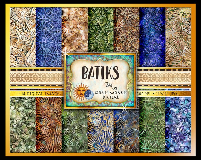 Seamless Batiks Digital Paper Set , Digital Craft Paper, Instant ...