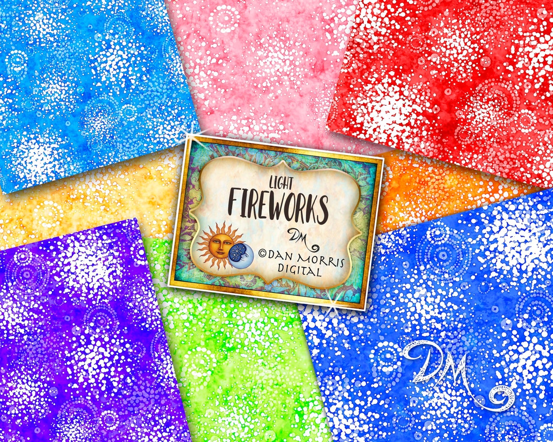 Light Fireworks Digital Paper Set Digital Craft Paper - Etsy