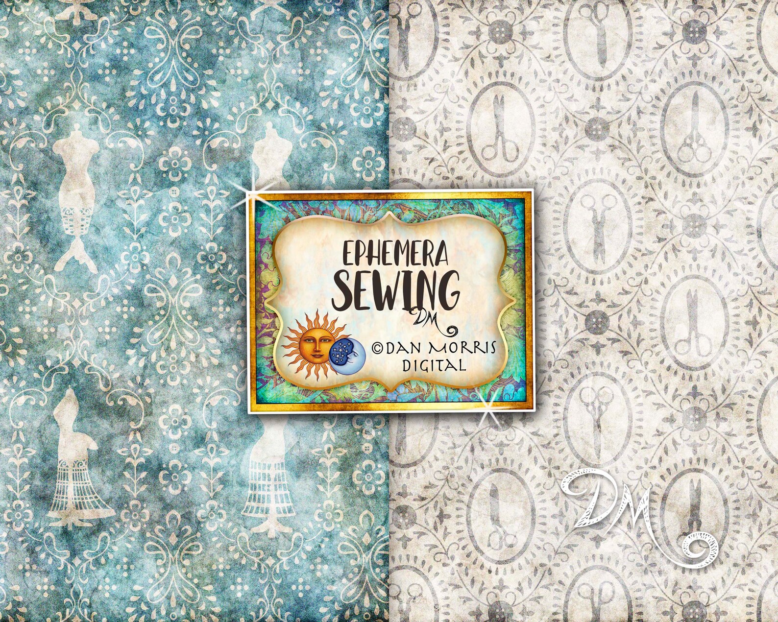Sewing Ephemera Digital Paper Set Digital Craft Paper Instant - Etsy