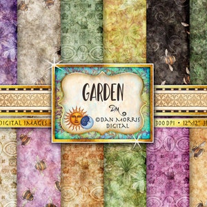 Gardening Digital Paper Set Digital Craft Paper Instant - Etsy