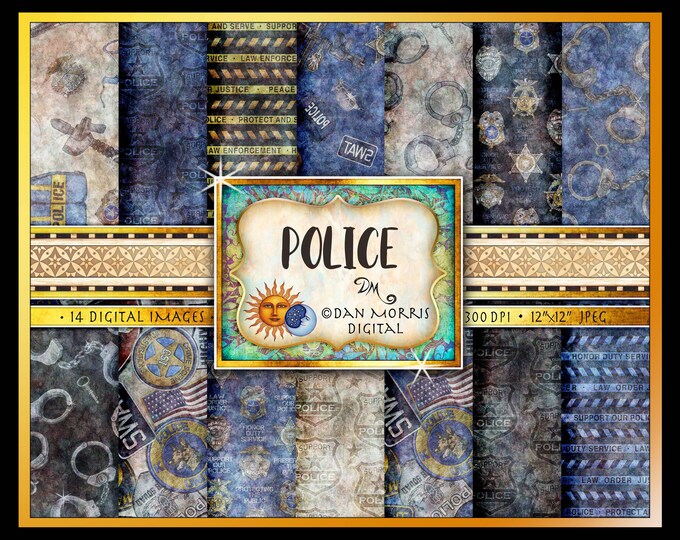Police Digital Paper Set, Digital Craft Paper, Instant Download ...