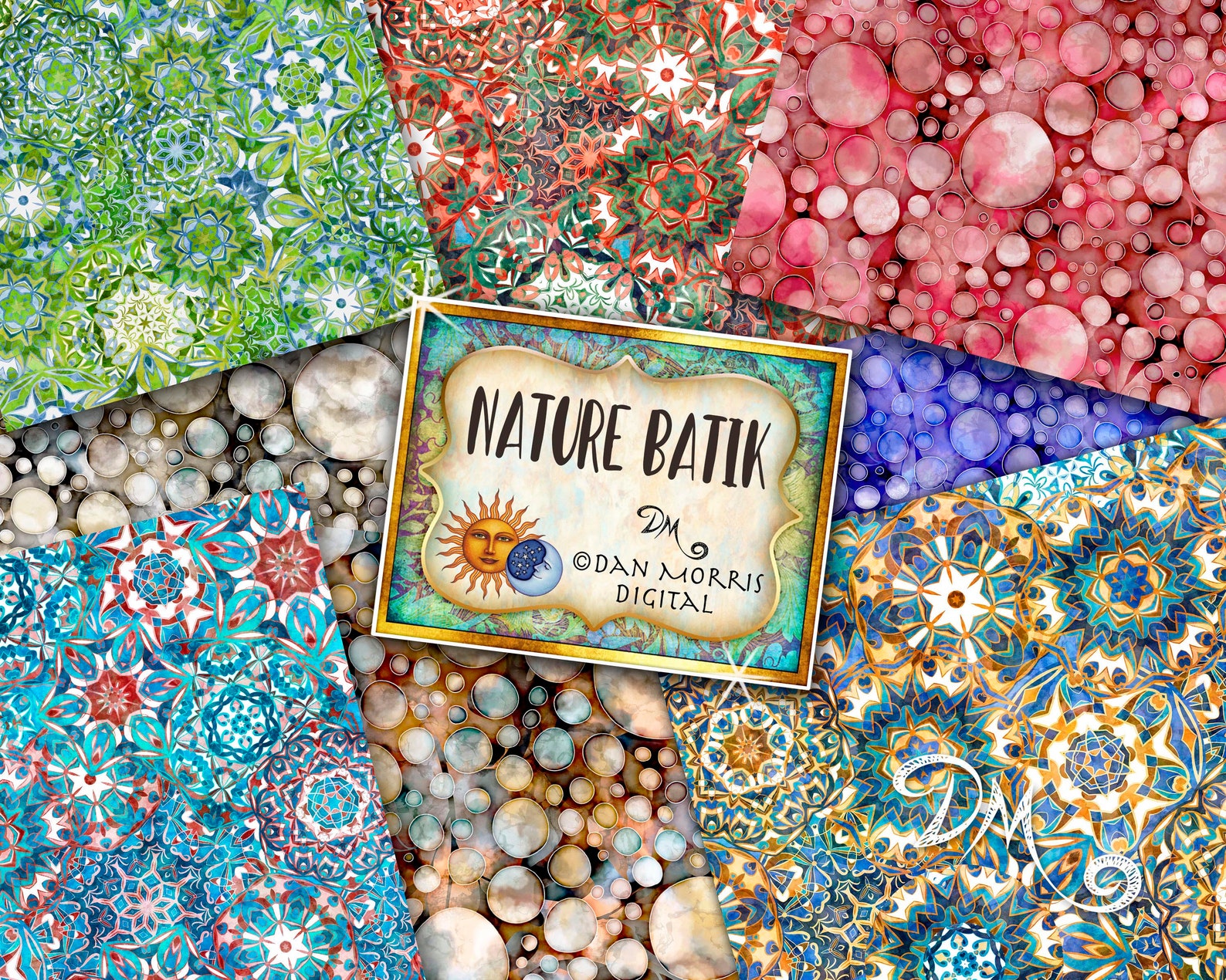 Nature Batik Digital Paper Set Digital Craft Paper Instant - Etsy