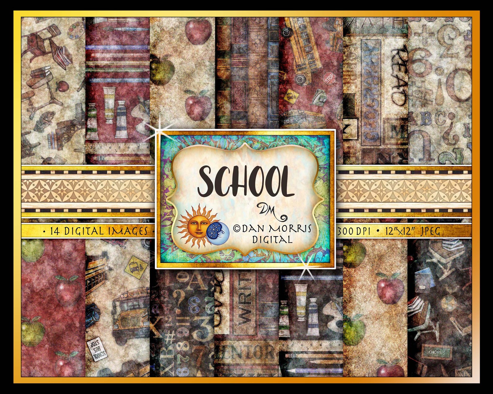 School Digital Paper Setdigital Craft Paper Instant - Etsy
