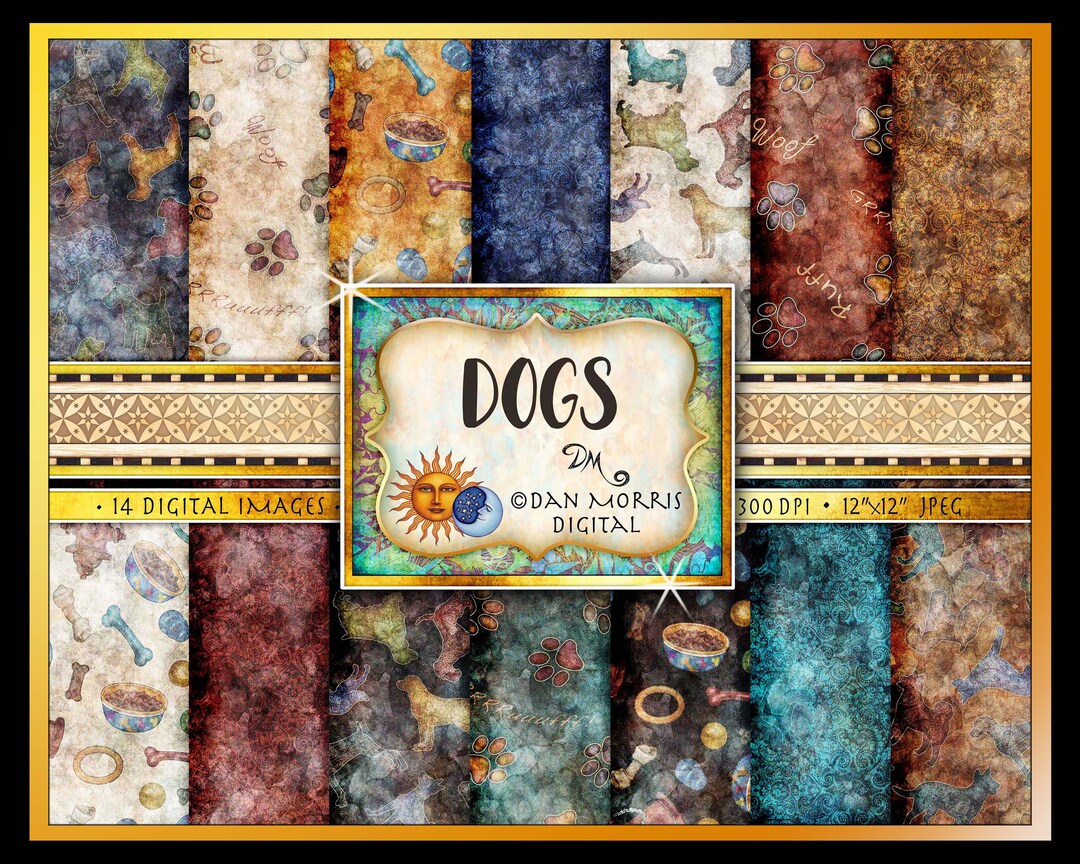 Dogs Digital Paper Set Digital Craft Paper Instant Download - Etsy