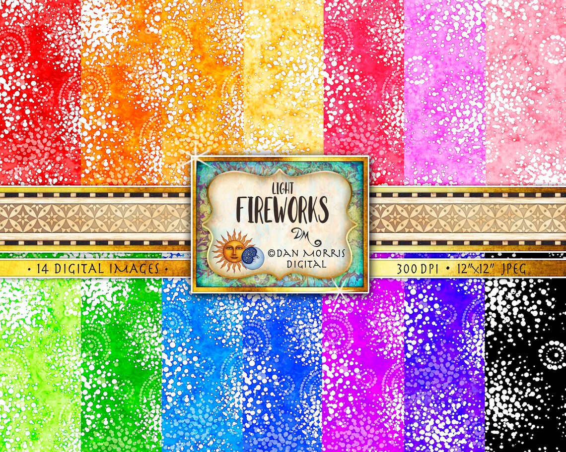 Light Fireworks Digital Paper Set Digital Craft Paper - Etsy
