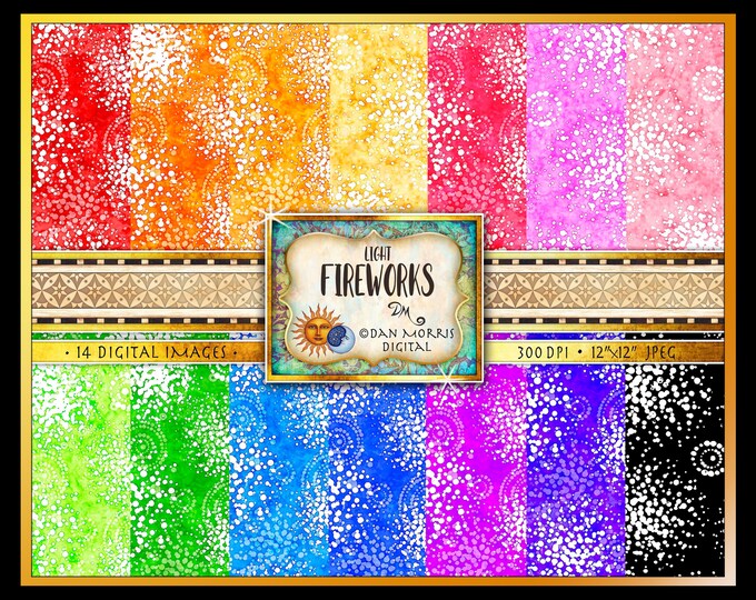 Light Fireworks Digital Paper Set, Digital Craft Paper, Instant ...