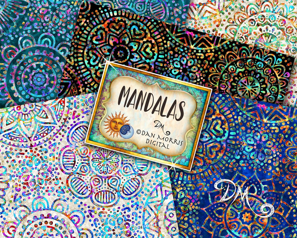 Mandalas Digital Paper Set Digital Craft Paper Instant - Etsy