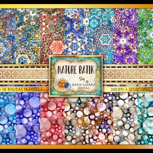 Nature Batik Digital Paper Set Digital Craft Paper Instant - Etsy