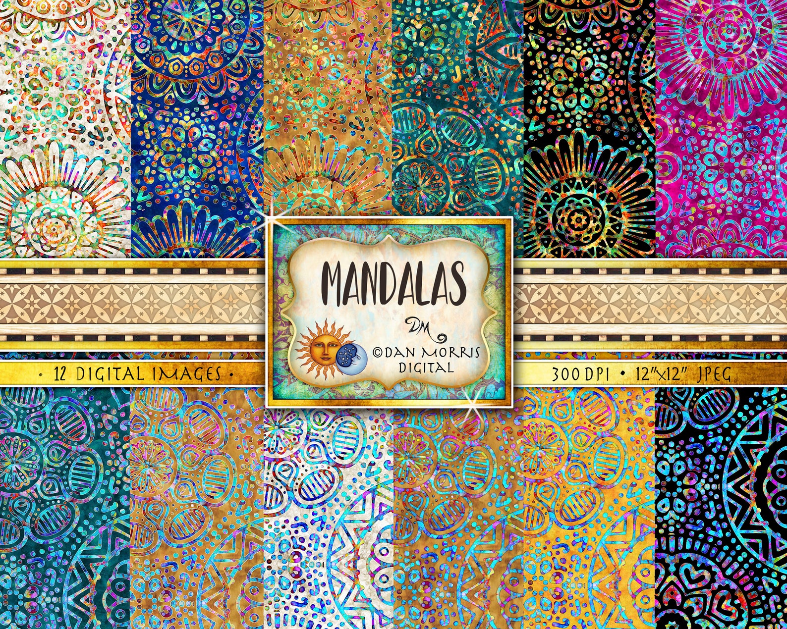 Mandalas Digital Paper Set Digital Craft Paper Instant - Etsy