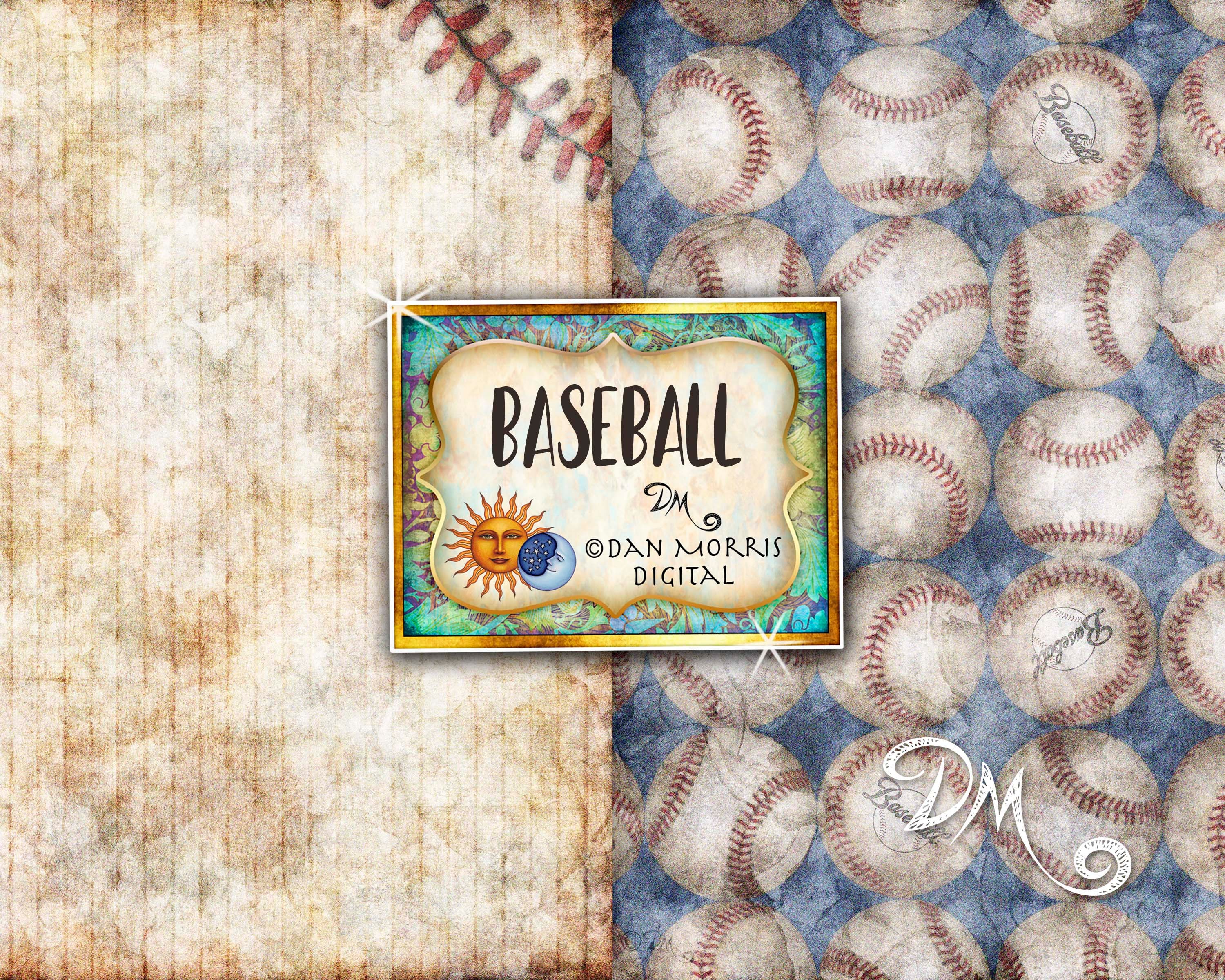 Baseball Digital Paper Set Digital Craft Paper Instant - Etsy