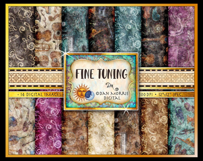 Fine Tuning Music Digital Paper Set, Digital Craft Paper, Instant ...