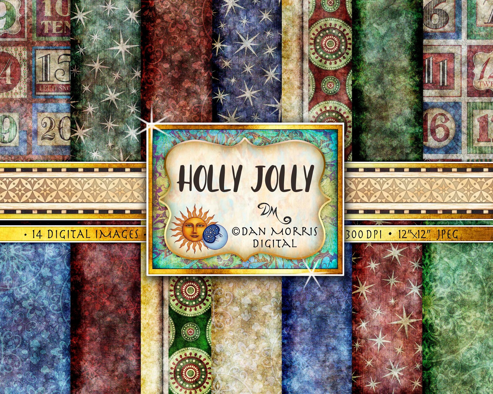 Holly Jolly Christmas Digital Craft Paper Instant Download - Etsy