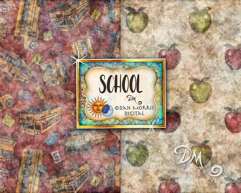 School Digital Paper Setdigital Craft Paper Instant - Etsy