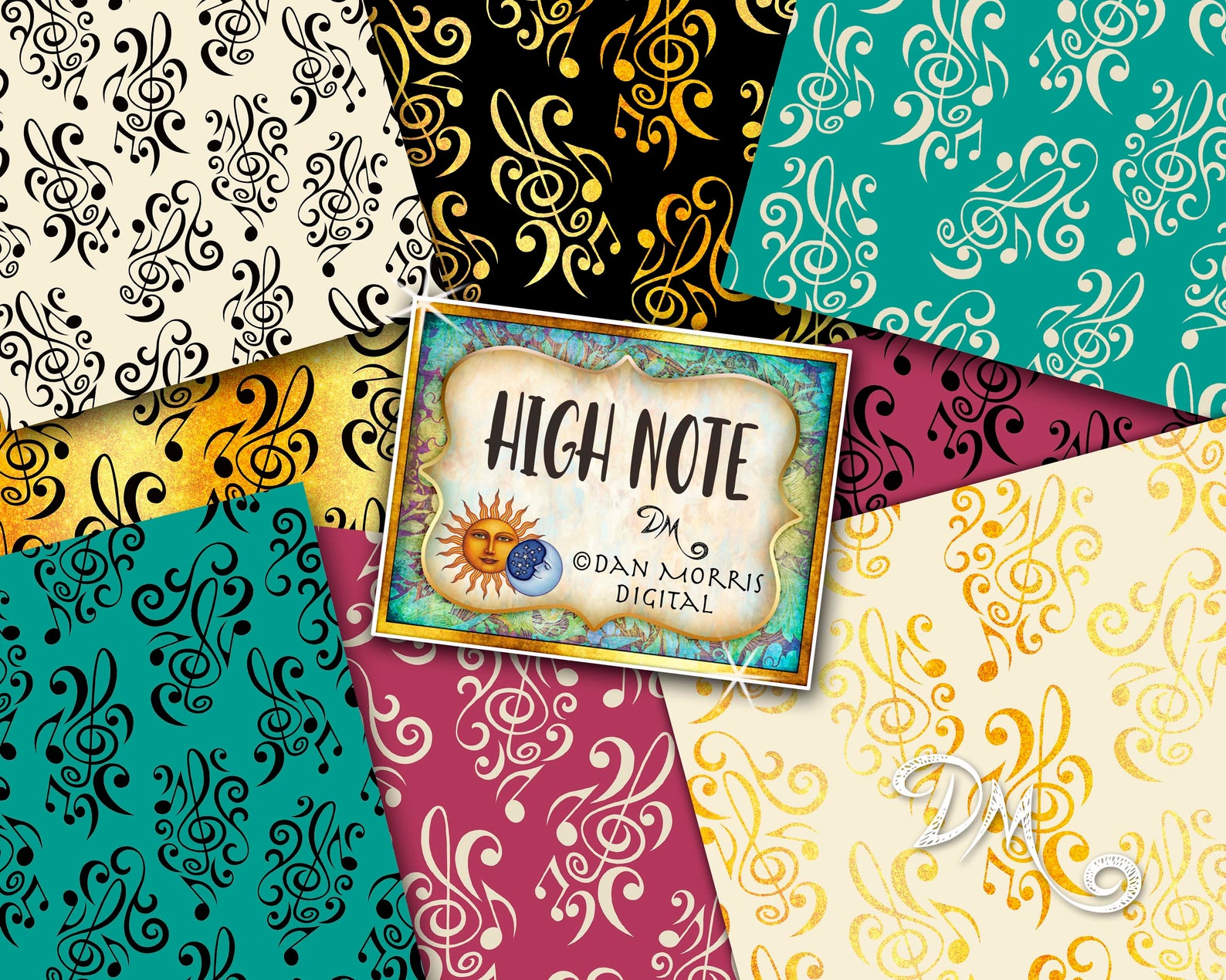 High Note Digital Paper Set Digital Craft Paper Instant - Etsy