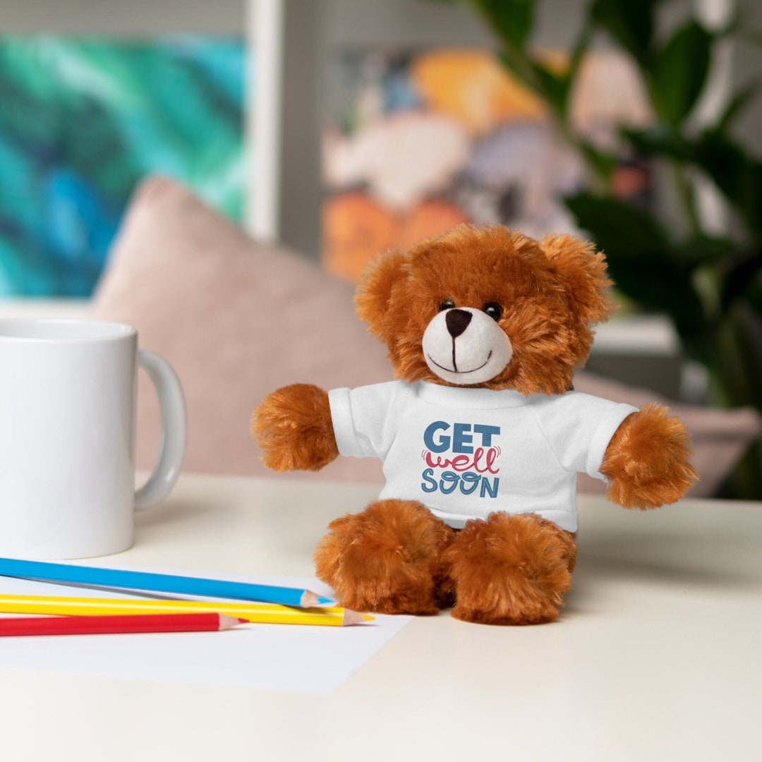 Get Well Soon Stuffed Animal With Message Tee, 6 to Choose - Etsy