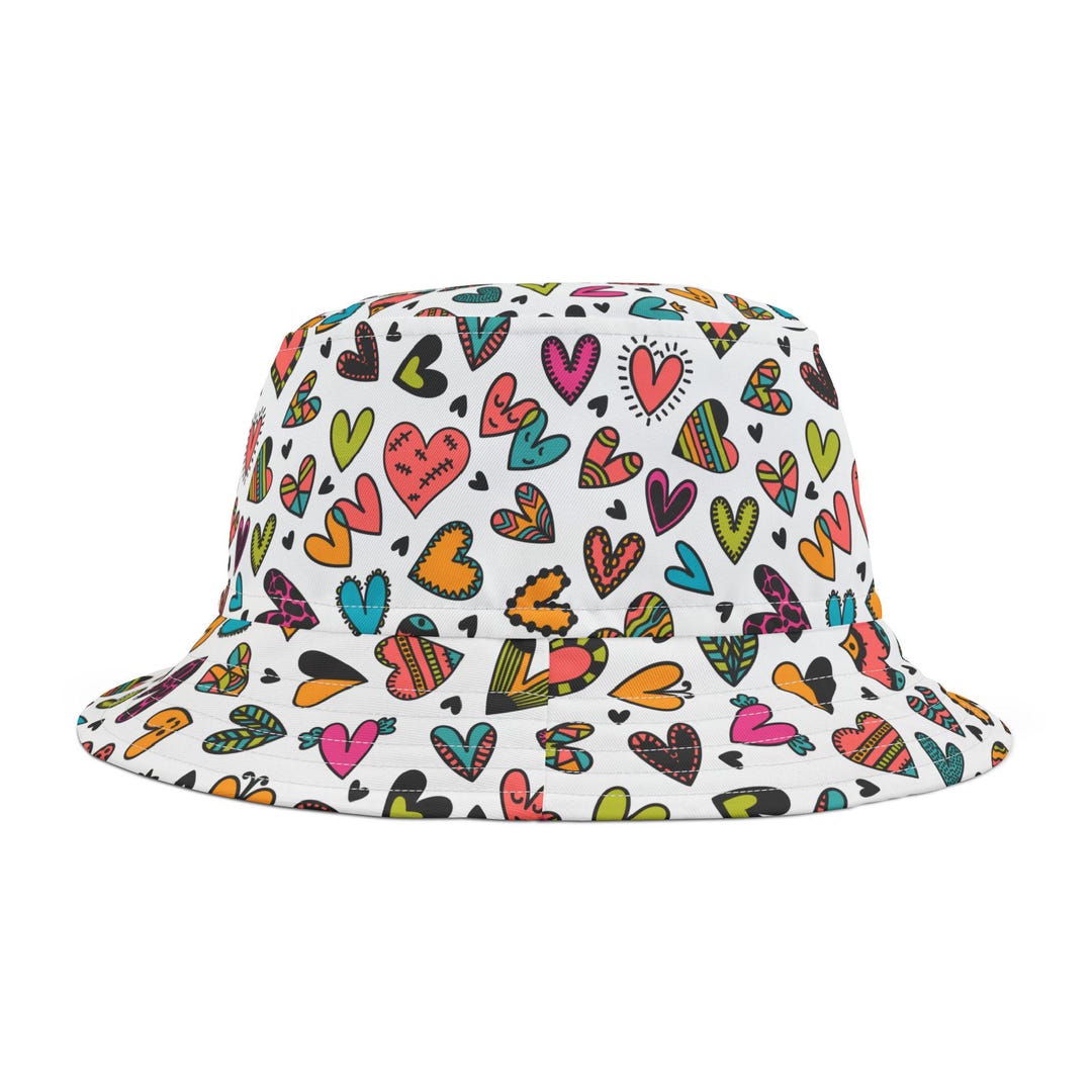Heart Pattern Bucket Hat, Summer Sun Hat, Gift for Her, Beach Hat - Etsy