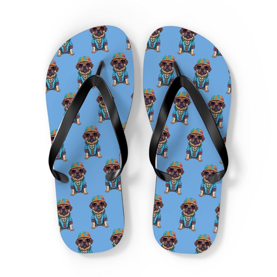 Hippie Pug Flip Flops - Etsy