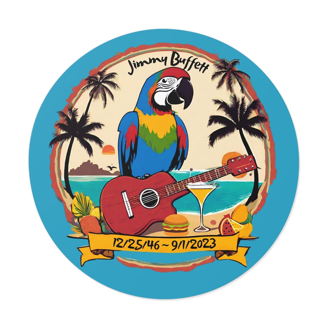 Jimmy Buffett Vinyl Memorial Round Stickers - Etsy