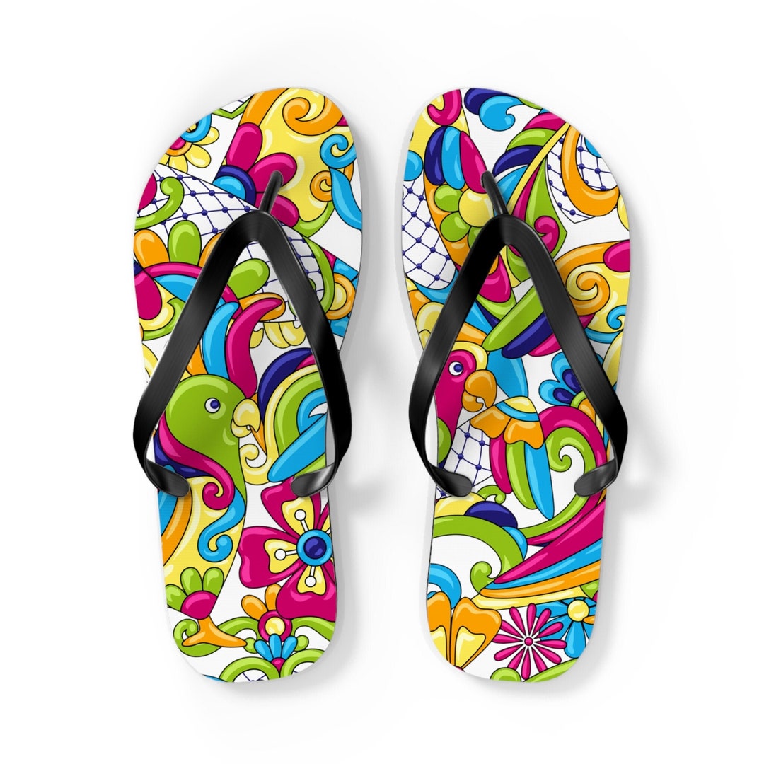 Bright Tropical Women's Flip Flops - Etsy
