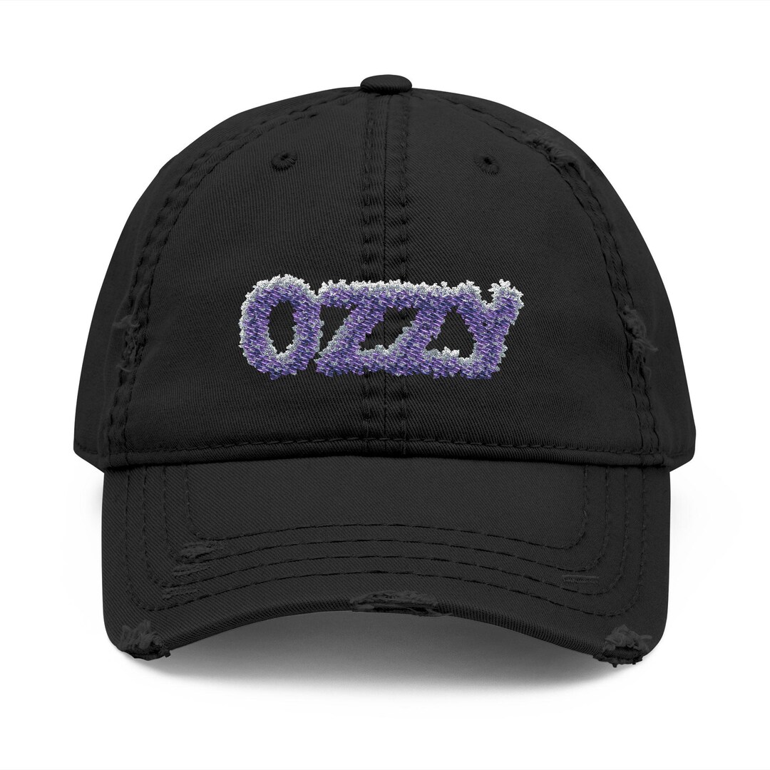 OZZY Embroidered Memorial Flowers Distressed Hat, Ozzy Fan Hat, Ozzy ...
