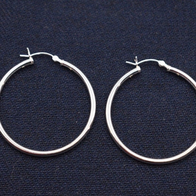 14k Gold Round 35mm Hoops - Etsy