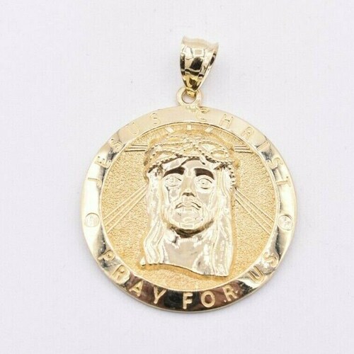 1 1/2 Jesus Head Medallion Diamond Cut Pendant Real 10K - Etsy
