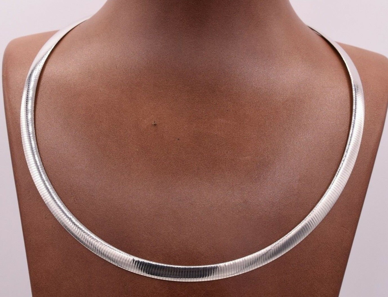 6mm Italian Reversible Omega Chain Necklace 14K Yellow Gold Clad Silver ...