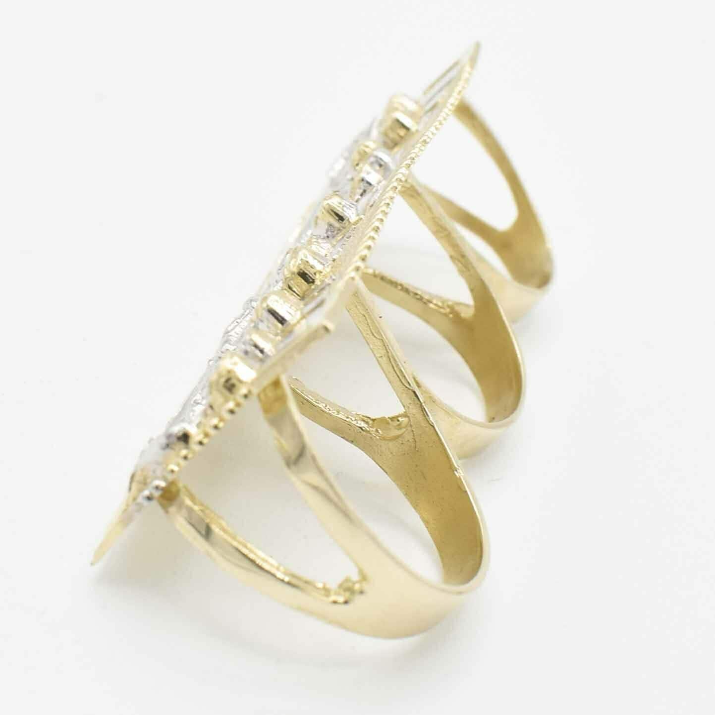 Diamond Cut Last Supper Three Finger Ring Real Solid 10K | Etsy