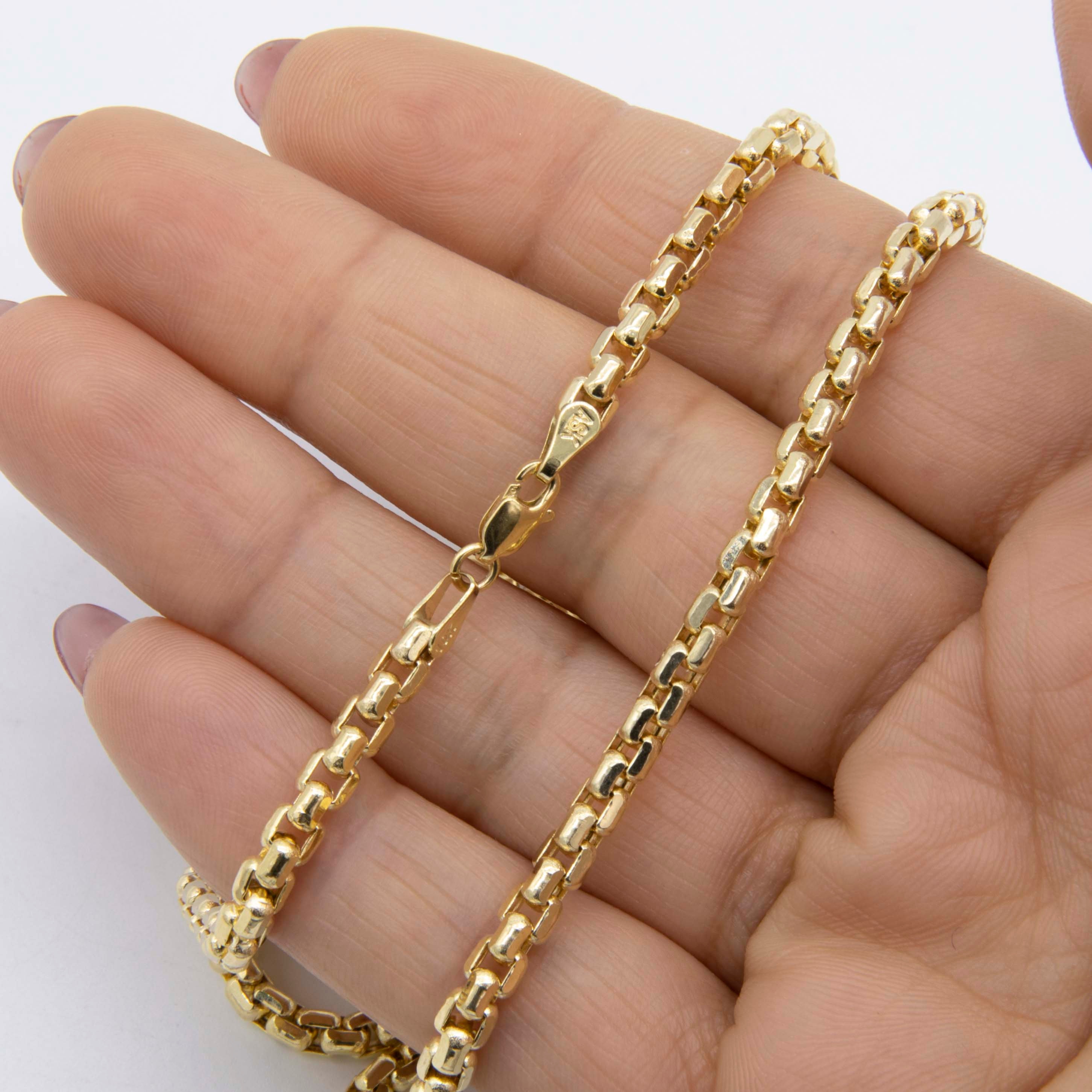 4mm Round Box Link Chain Necklace Real 10K Yellow Gold All - Etsy