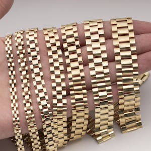 Reversible Rlx Railroad Chain Necklace Real 10K Yellow Gold All Sizes ...