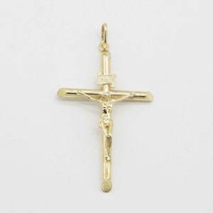 INRI Jesus Crucifix Cross Pendant Real 10K Yellow Gold All Sizes - Etsy
