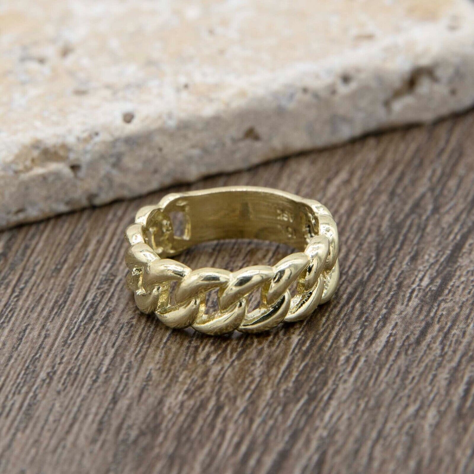 Unisex Miami Cuban Link Ring Real Solid 10K Yellow Gold Size 8 - Etsy