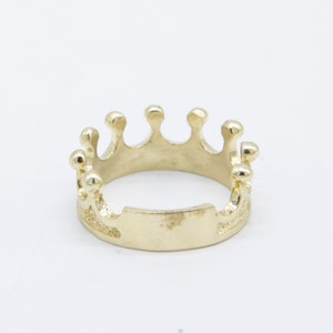 Shiny Crown Band Ring Solid Real 10K Yellow Gold All Sizes - Etsy