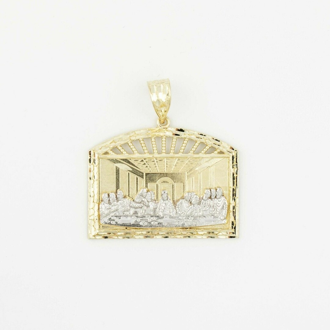 1 3/4 Diamond Cut Last Supper Charm Pendant Real Solid - Etsy