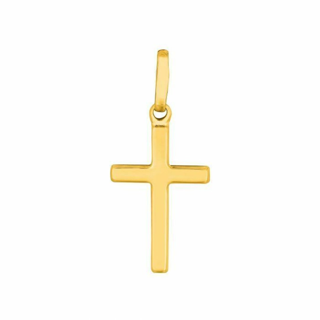1" Polished Small Flat Cross Real 14K Yellow Gold 0.6gr - Etsy