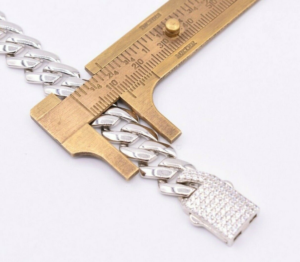 12mm Edge Miami Cuban Chain CZ Box Bracelet Real Solid | Etsy