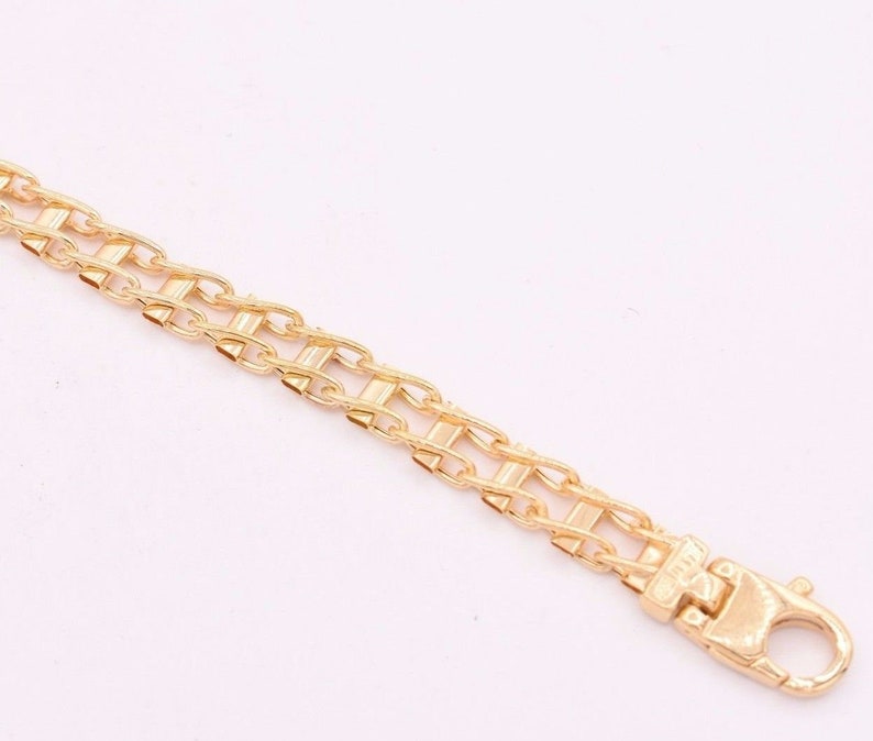 20" Mens Railroad Chain Necklace Real Solid 14K Yellow Gold Fancy Lock ...