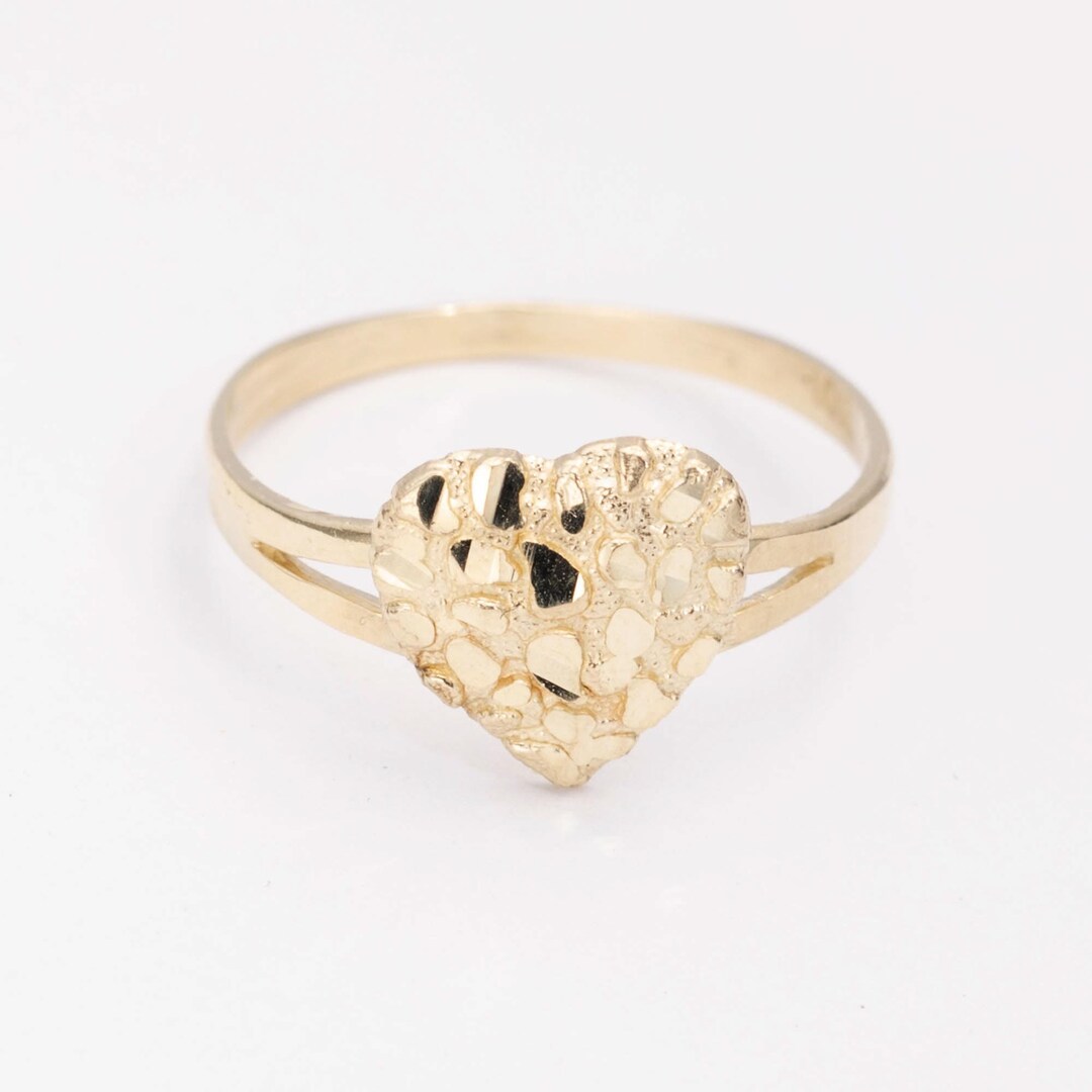 Solid 10K Gold Women's Heart Nugget Ring Yellow Gold Size 7 - Etsy